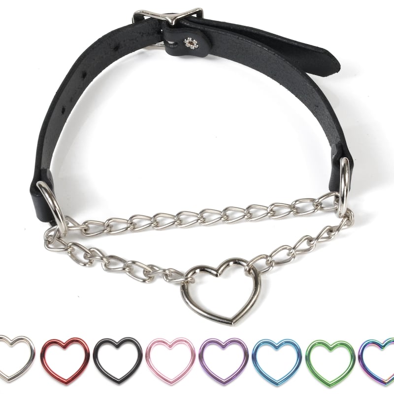 Heart Choke Chain Necklace - Etsy