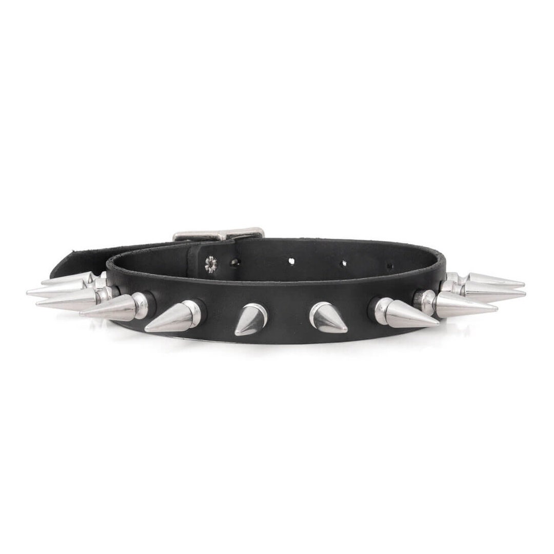 Punk Rock Choker - Real Leather Choker Collar With Large Spikes - Etsy
