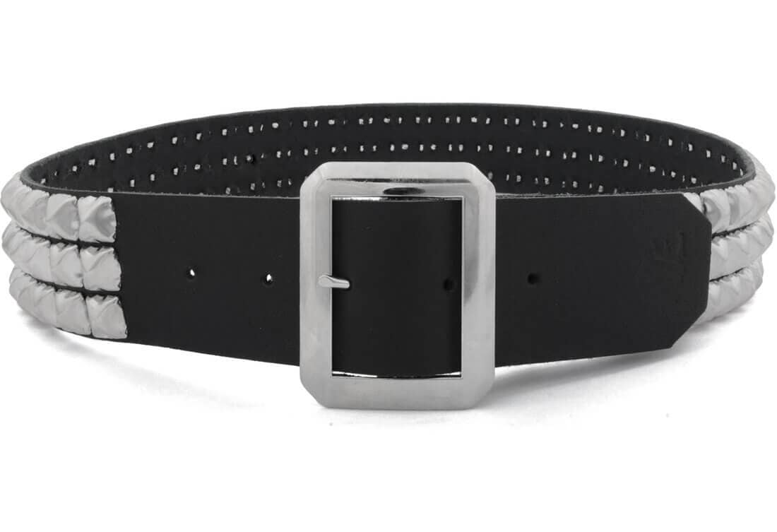 3 Row Pyramid Studded Leather Rocker Belt - Etsy