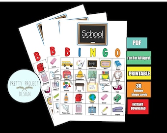 Back to School Bingo Game Printable Instant Download Classroom Bingo ...