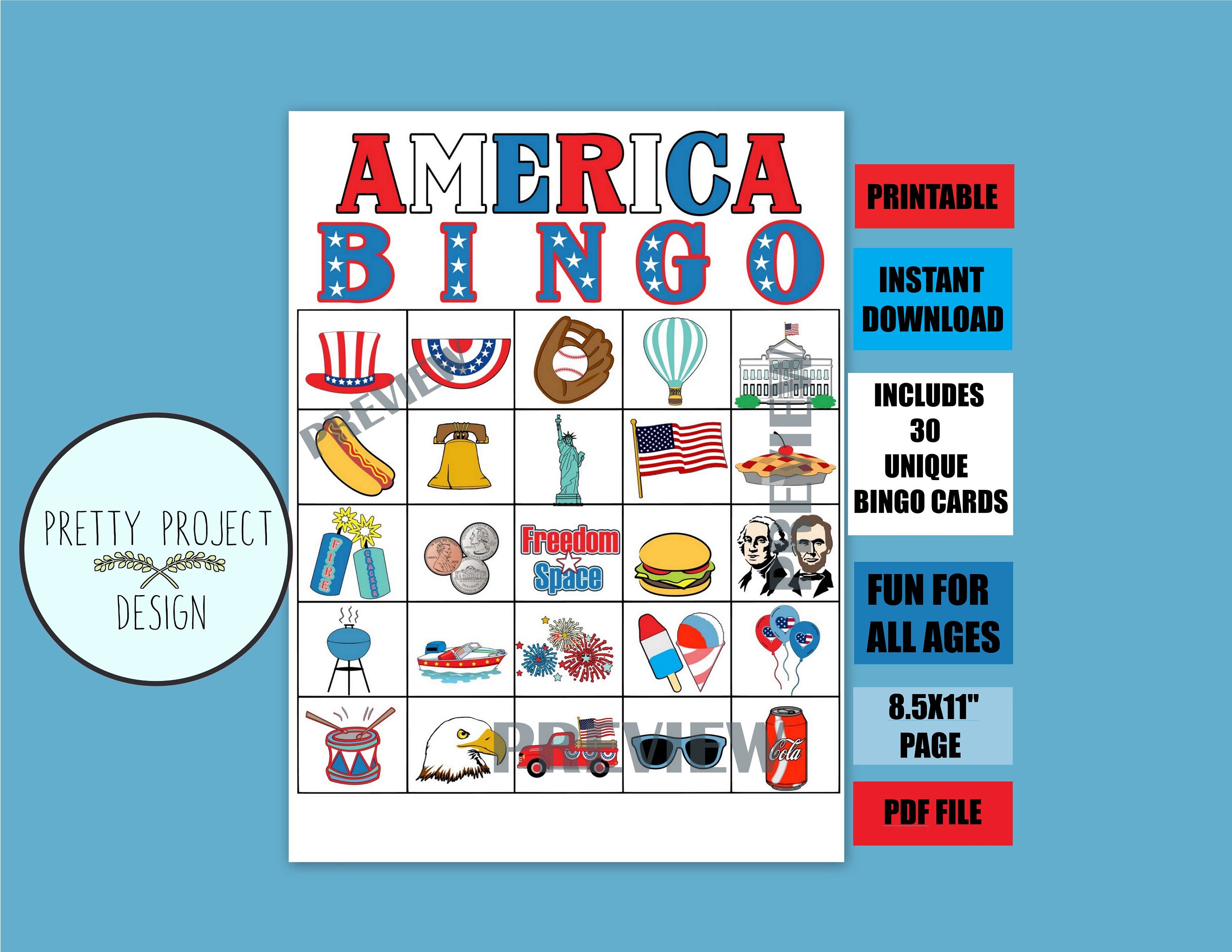 AMERICA BINGO - Etsy