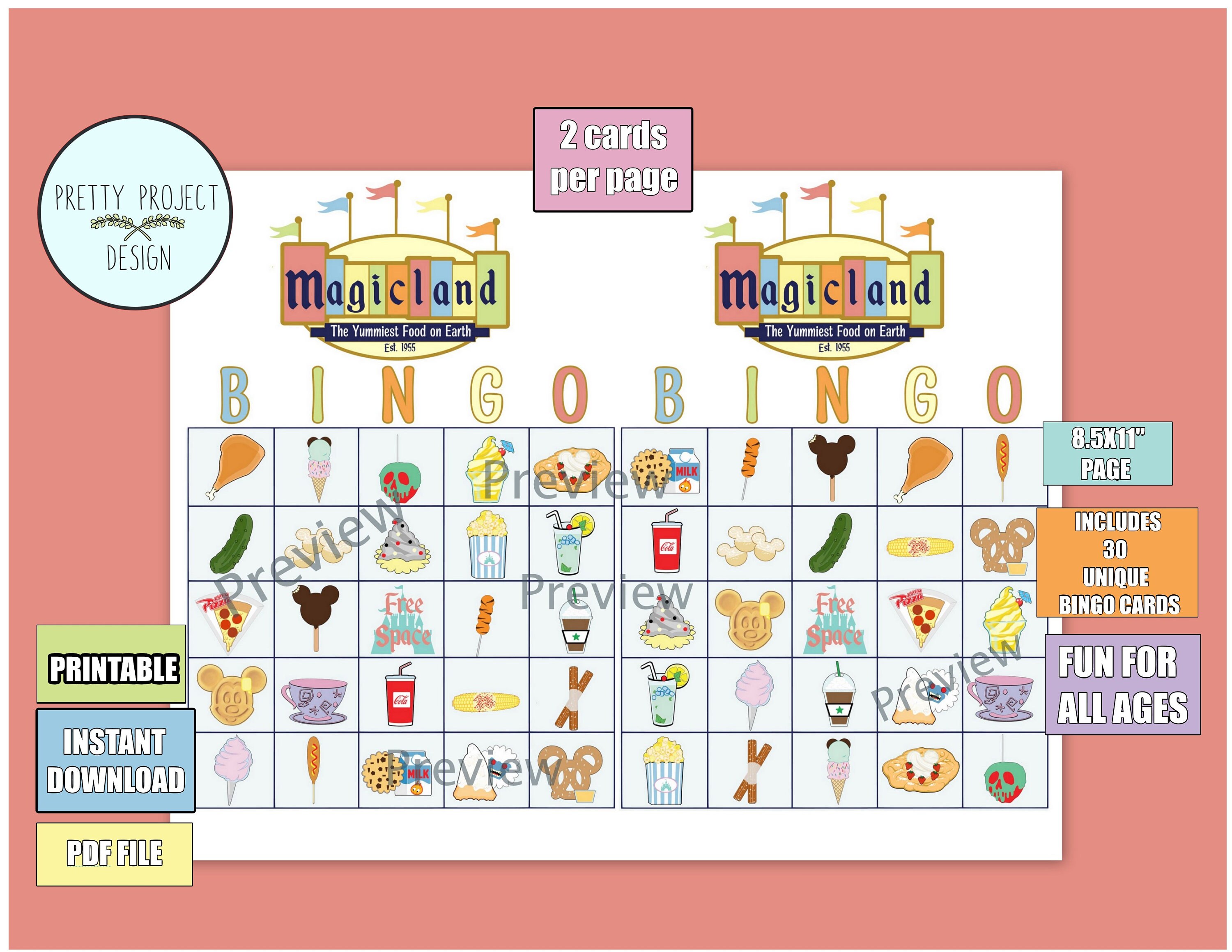 Magic Land Snack BINGO - Etsy