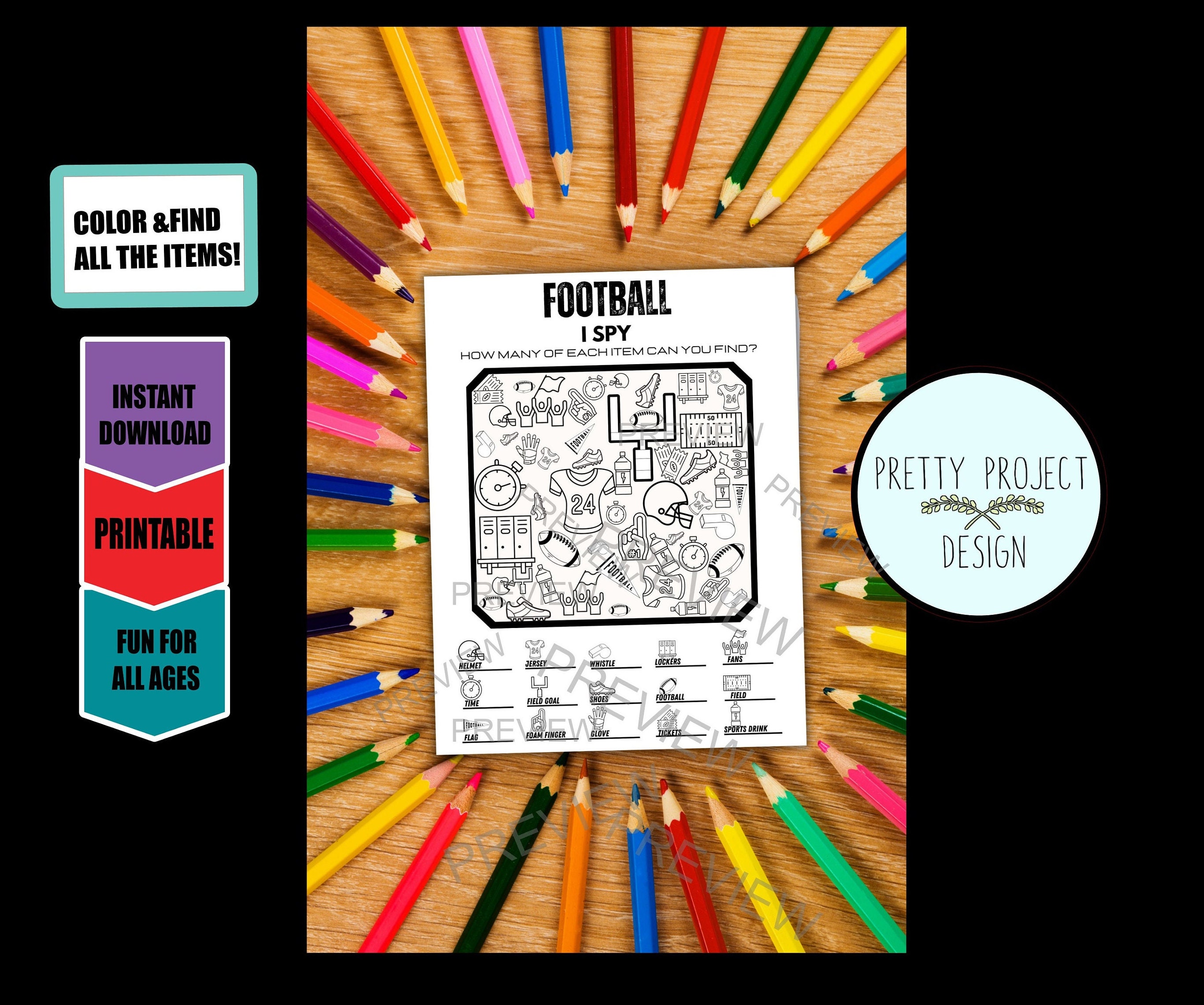 FOOTBALL I SPY Game Activity - Etsy