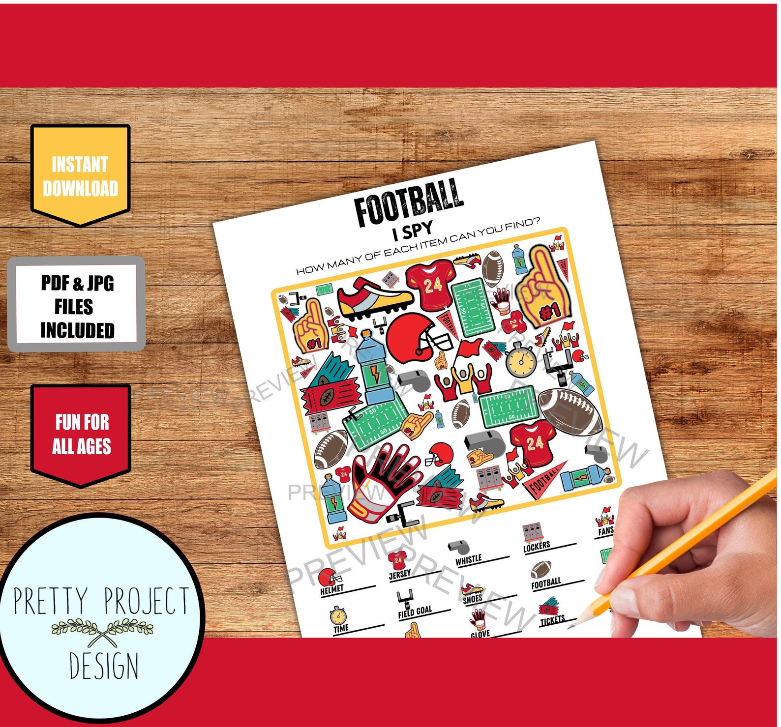 FOOTBALL I SPY Game Activity - Etsy