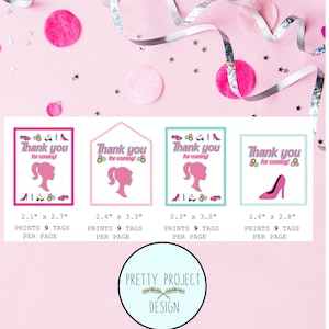 THANK YOU Tags BARB Doll Pink Party - Etsy