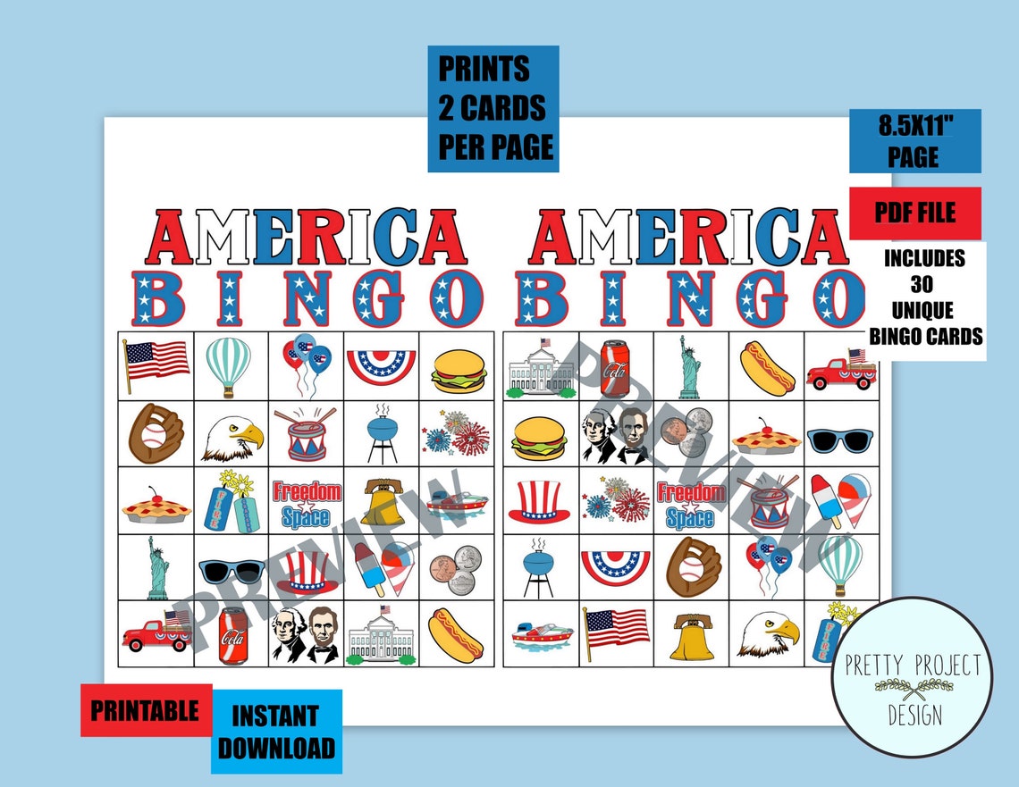 AMERICA BINGO - Etsy