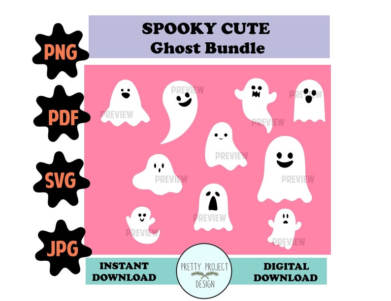 CUTE Ghost Bundle SVG PNG Jpg - Etsy