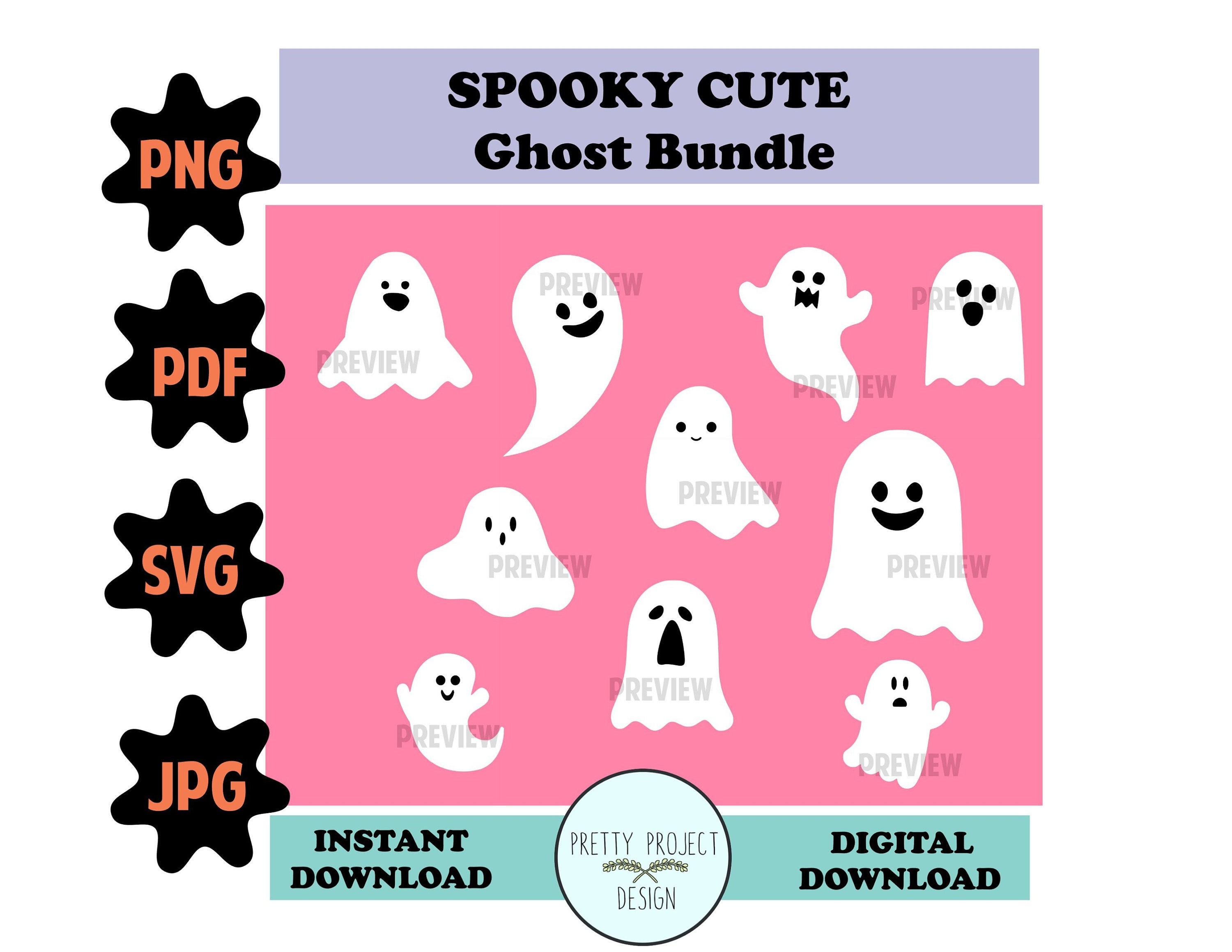 CUTE Ghost Bundle SVG PNG Jpg - Etsy