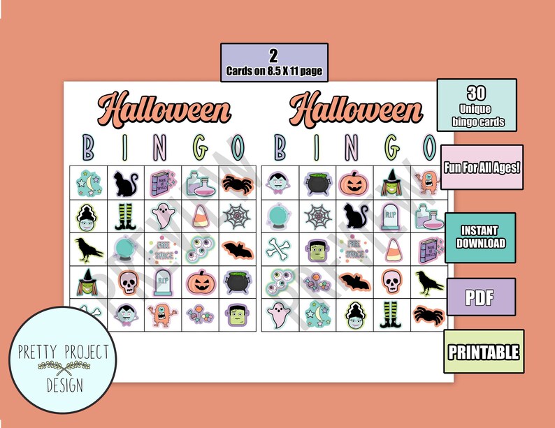 PASTEL HALLOWEEN BINGO - Etsy