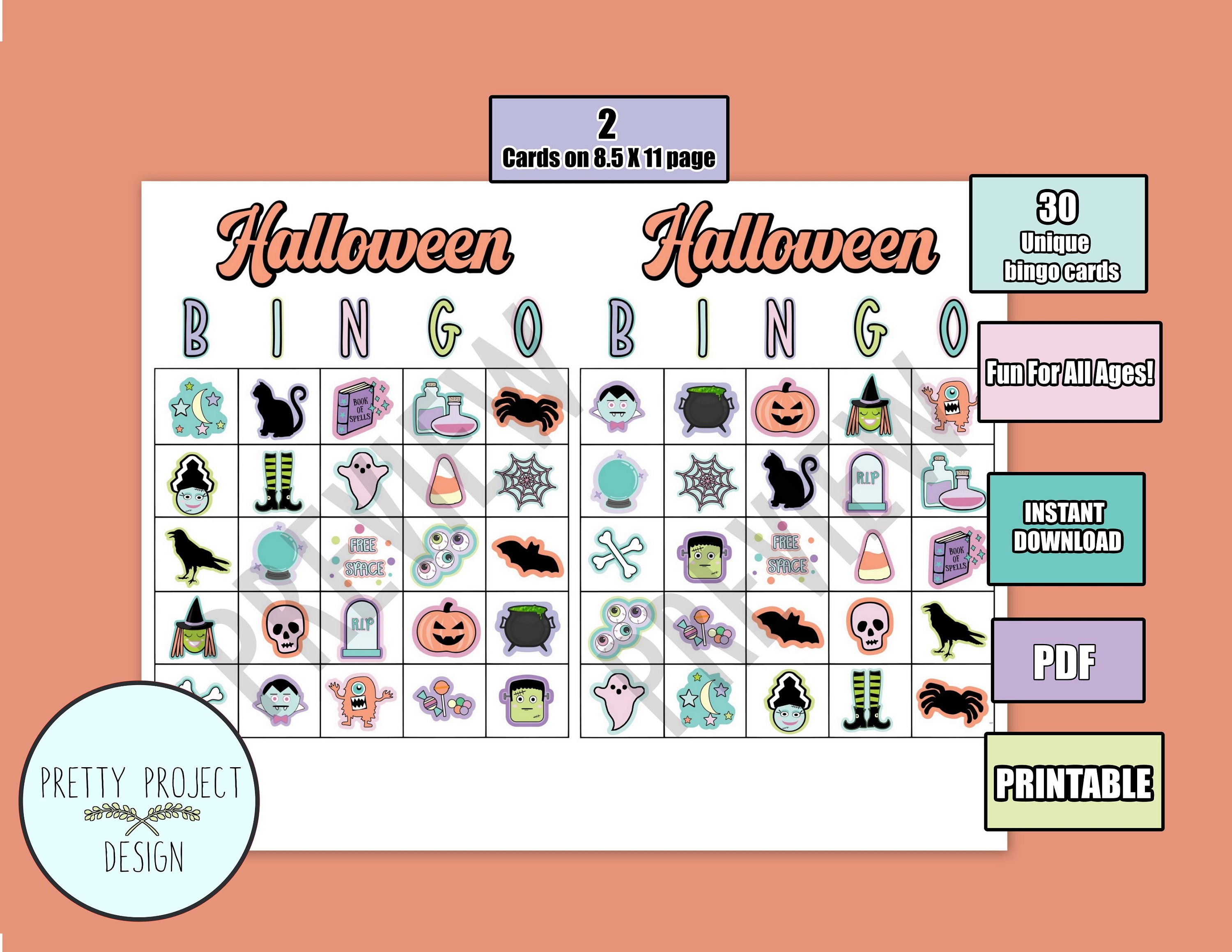 PASTEL HALLOWEEN BINGO - Etsy