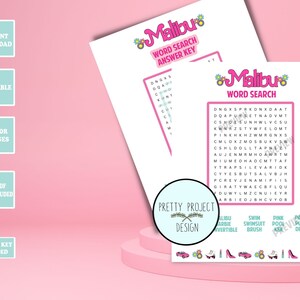 Malibu Word Search PARTY GAME - Etsy