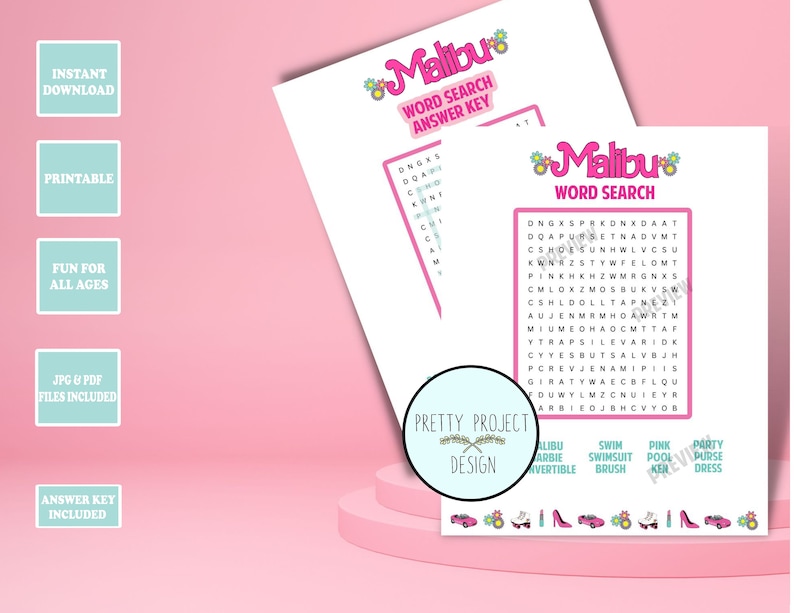Malibu Word Search PARTY GAME - Etsy