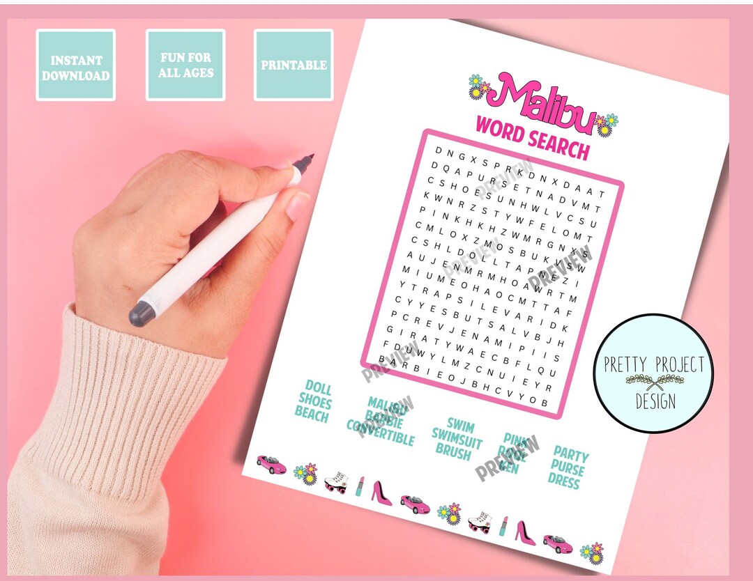 Malibu Word Search PARTY GAME - Etsy