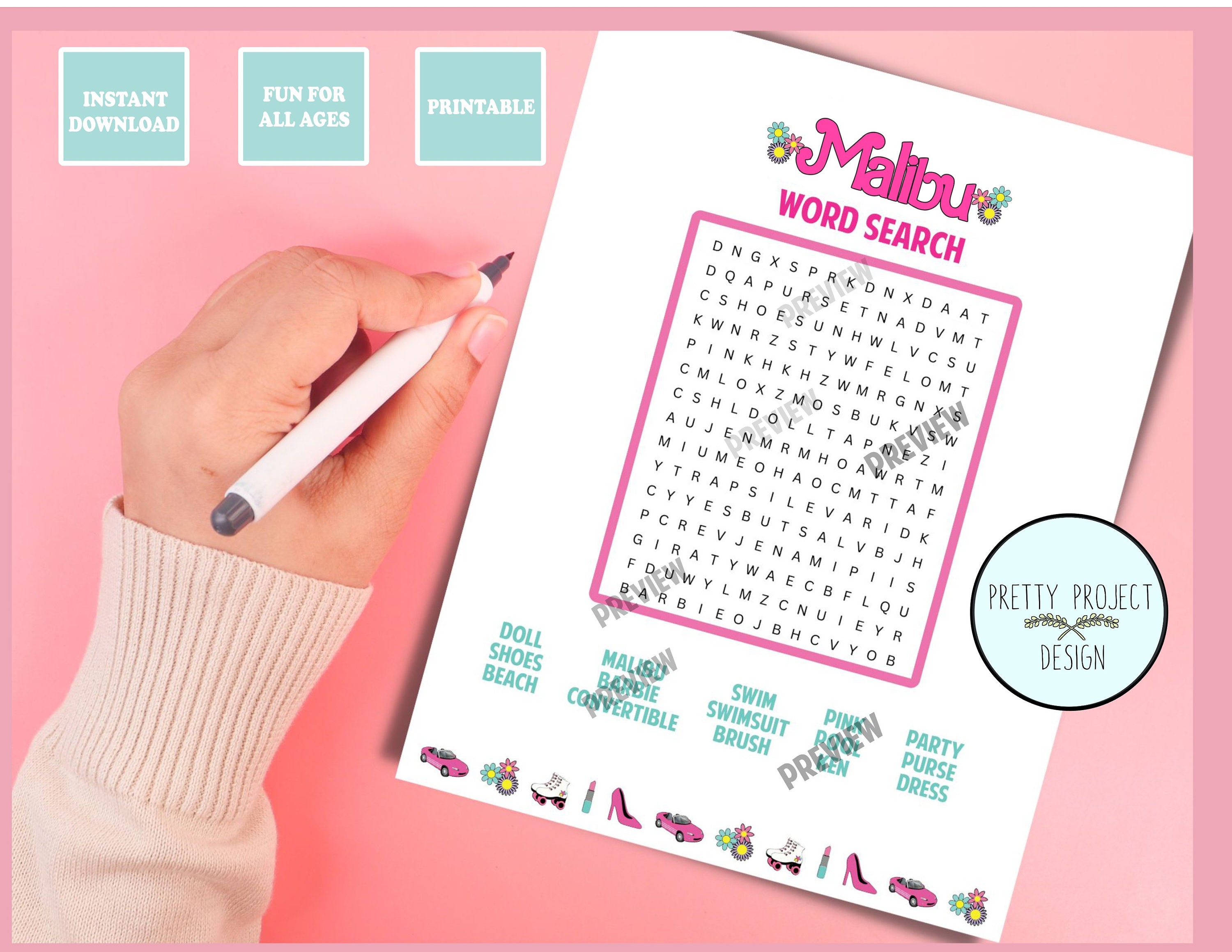 Malibu Word Search PARTY GAME - Etsy