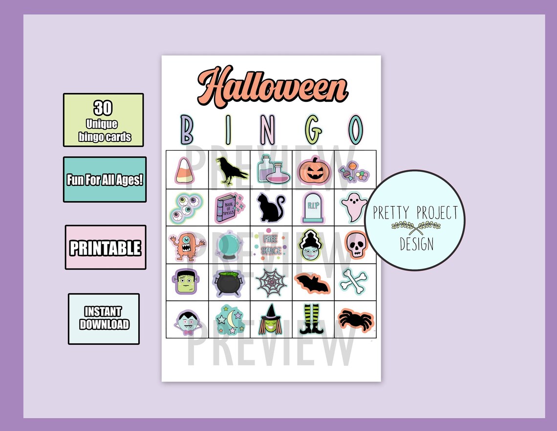 PASTEL HALLOWEEN BINGO - Etsy