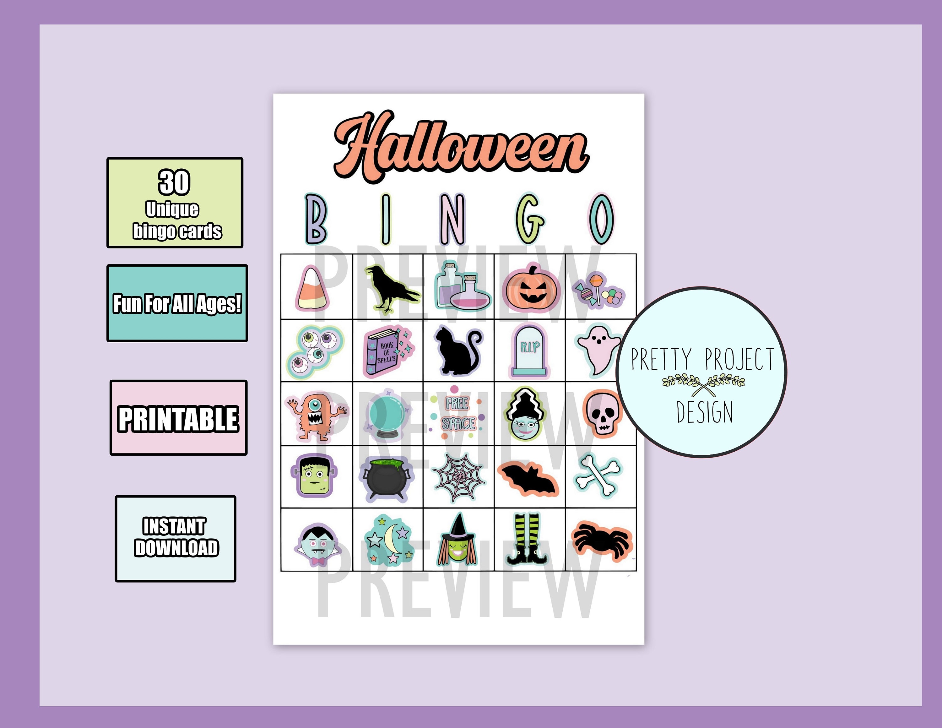 PASTEL HALLOWEEN BINGO - Etsy