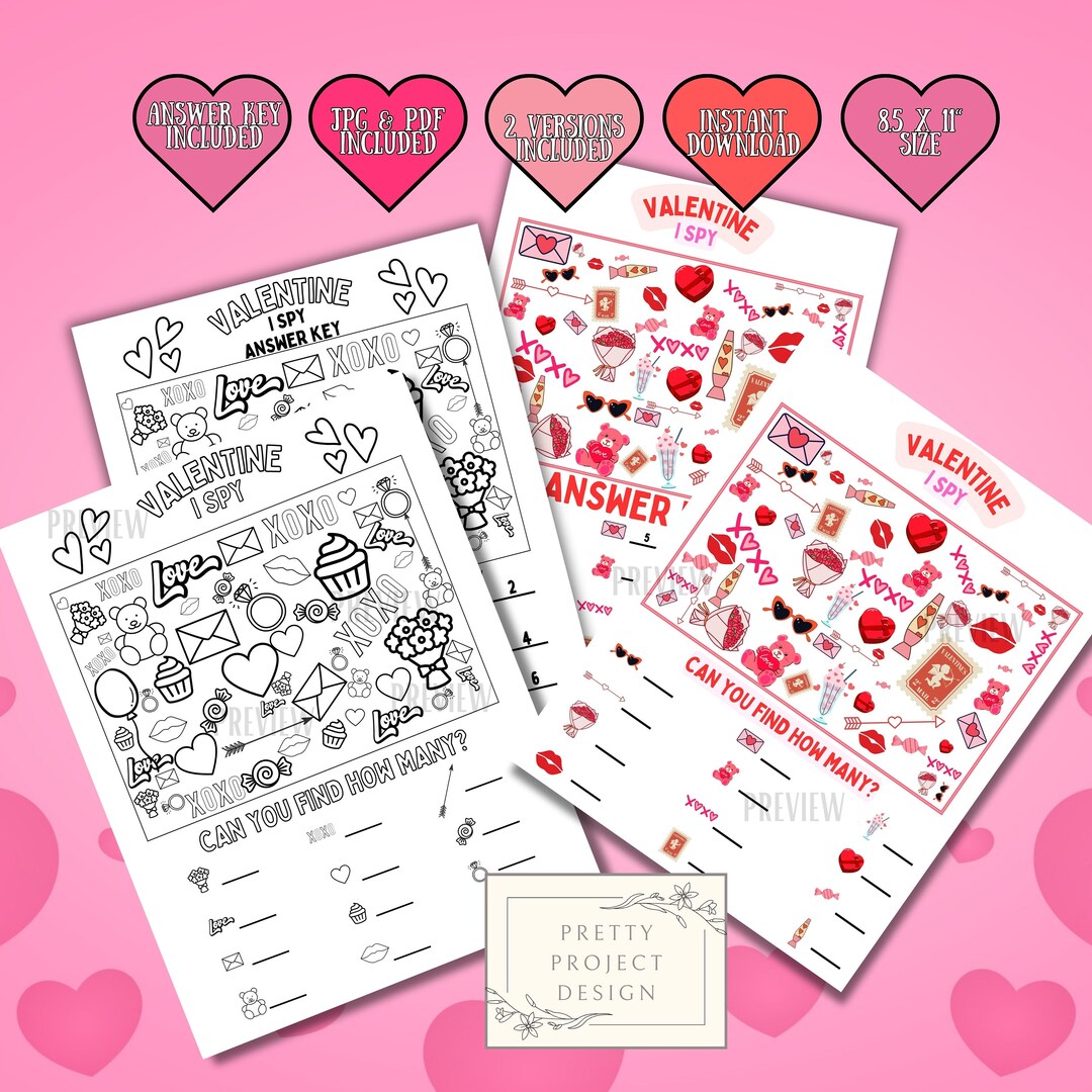 VALENTINES DAY I Spy Activity - Etsy