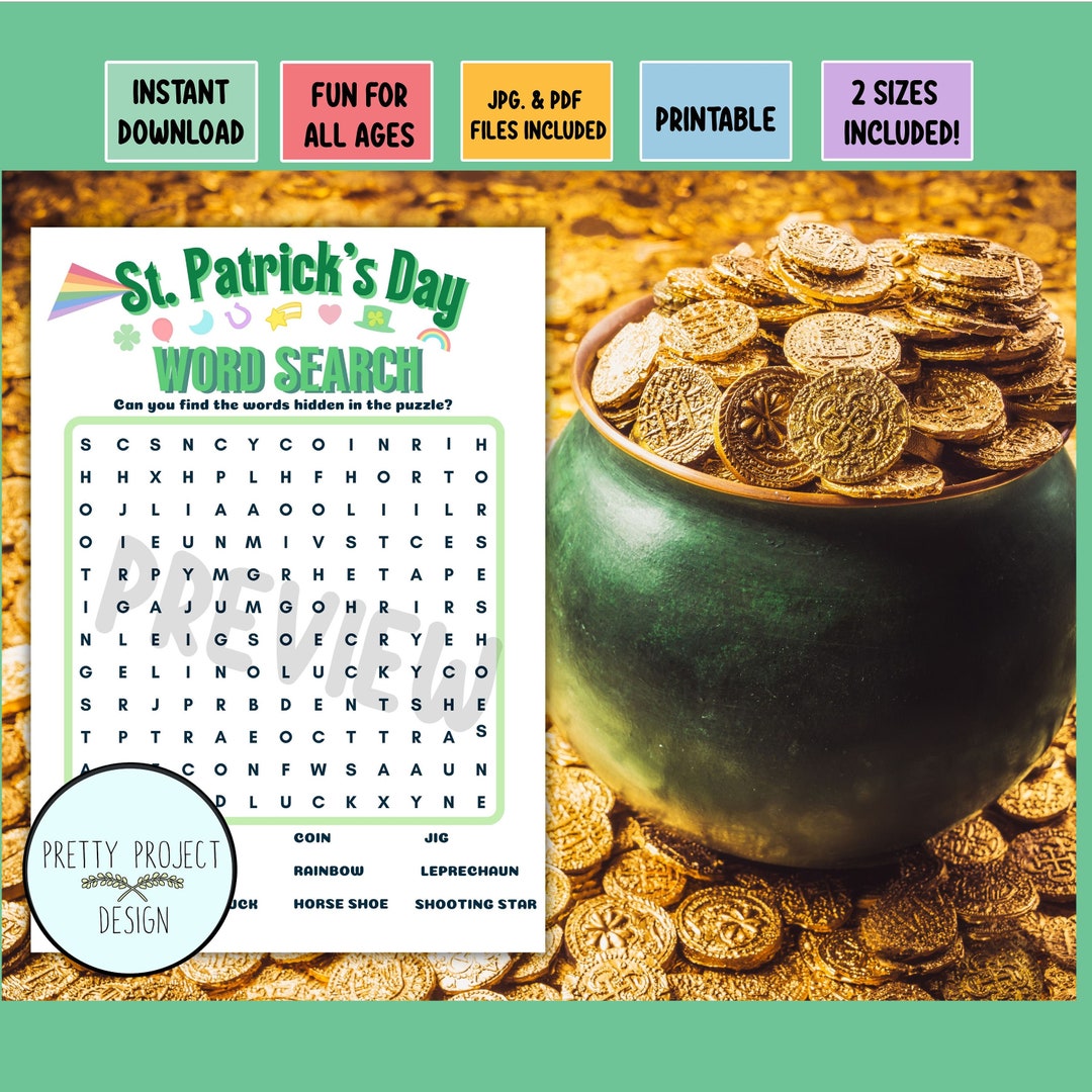 SAINT PATRICKS DAY Word Search Game - Etsy