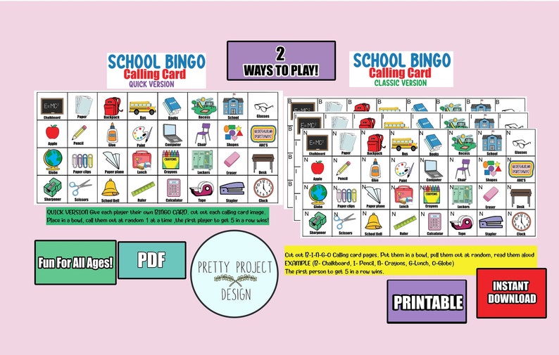 School BINGO - Etsy