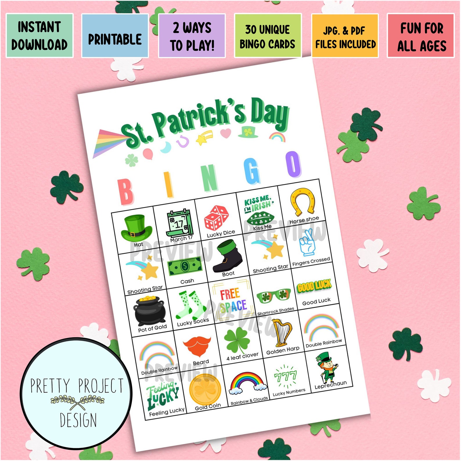 SAINT PATRICKS Day BINGO - Etsy