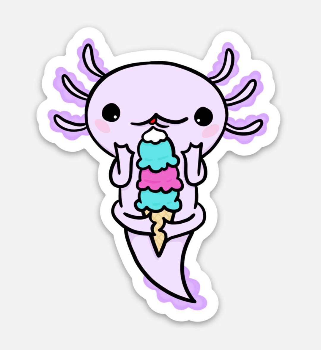 Purple Axolotl With Ice Cream Vinyl Sticker - Etsy