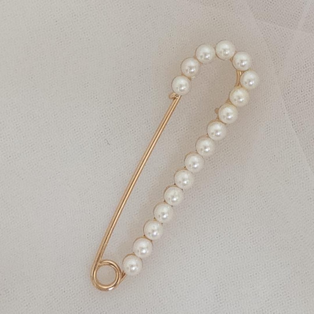 Gold Pearl Bridal Dress Train Pin, Train Attachment Safety Pin, Bridal ...