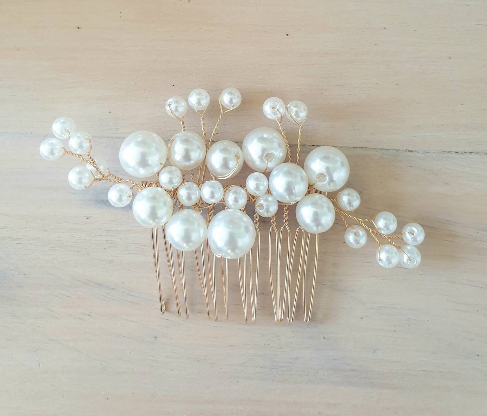 Abby Gold Pearl Wedding Hair Comb for Bride or Bridesmaid - Etsy