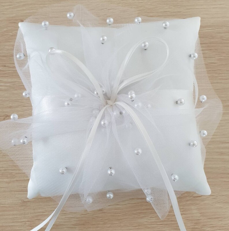White or Ivory Pearl Tulle Ring Bearer's Pillow for Page Boy - Etsy