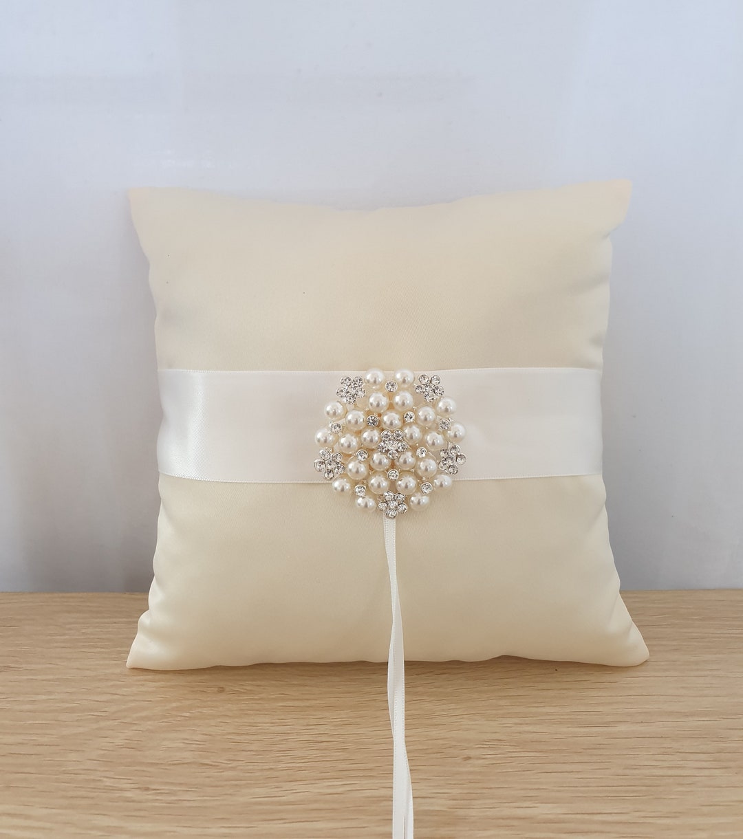 Large Cream Pearl Ring Bearer Pillow, Page Boy Pillow, Wedding Ring ...
