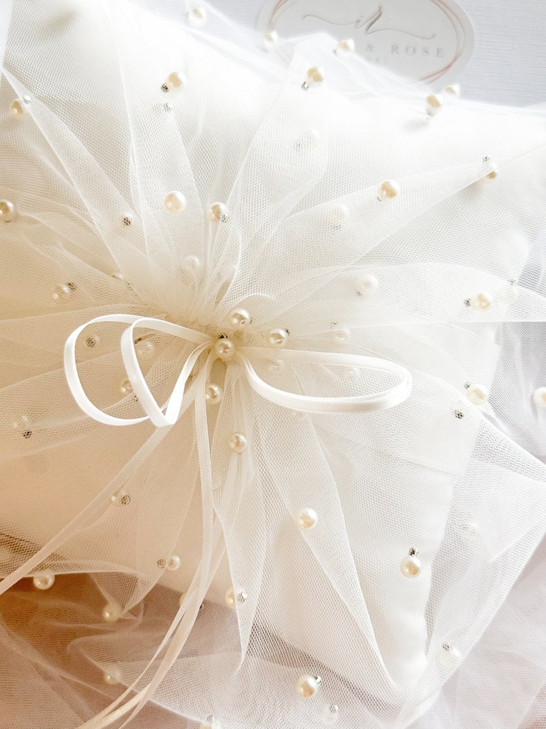 White or Ivory Pearl Tulle Ring Bearer's Pillow for Page Boy - Etsy