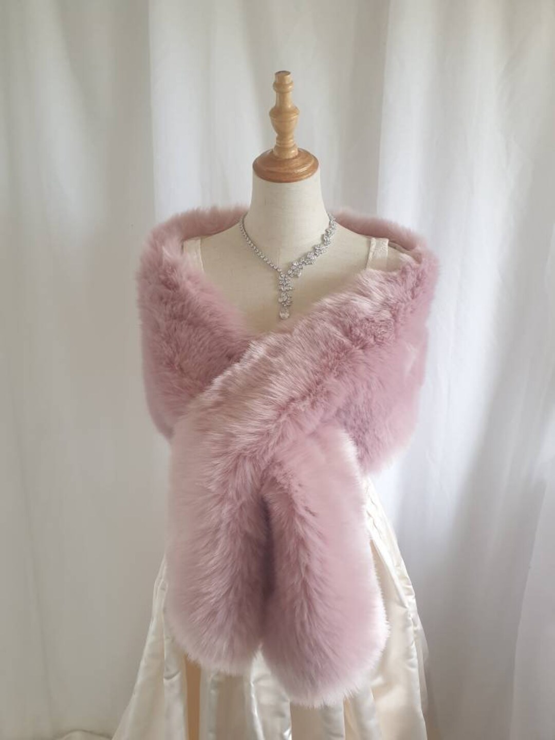 MEDIUM Dusty Pink Faux Fur Bridal Wrap, Wedding Bridal Wrap, Wedding ...