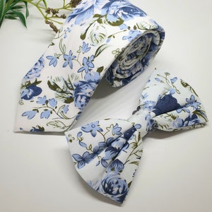 Dusty Blue Floral Tie, Floral Tie, Groomsmen Tie, Blue Rose Tie, Wedding Tie, Dusty Blue Tie ...