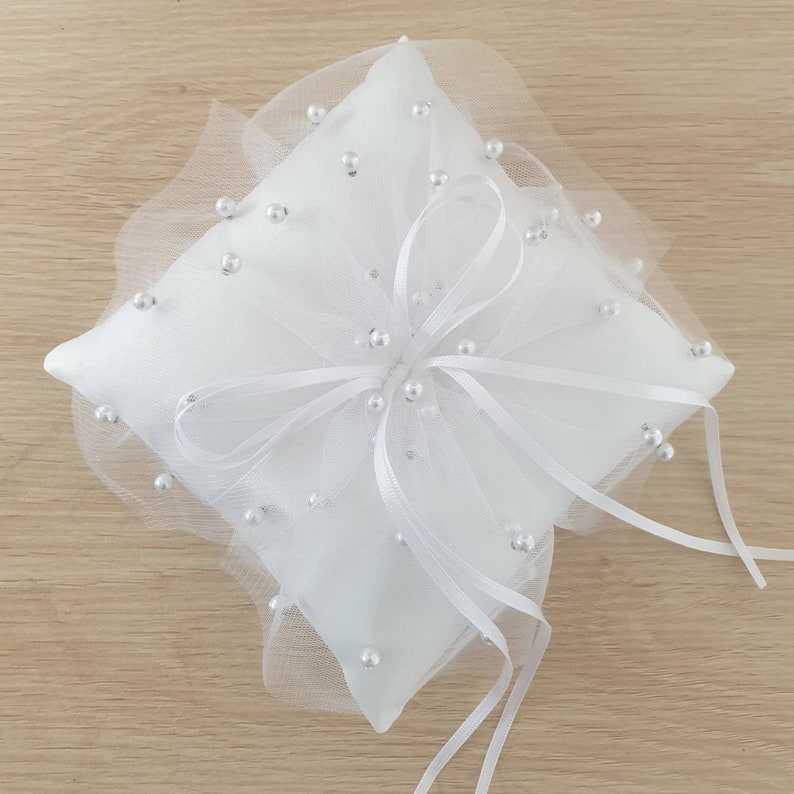 White or Ivory Pearl Tulle Ring Bearer's Pillow for Page Boy - Etsy