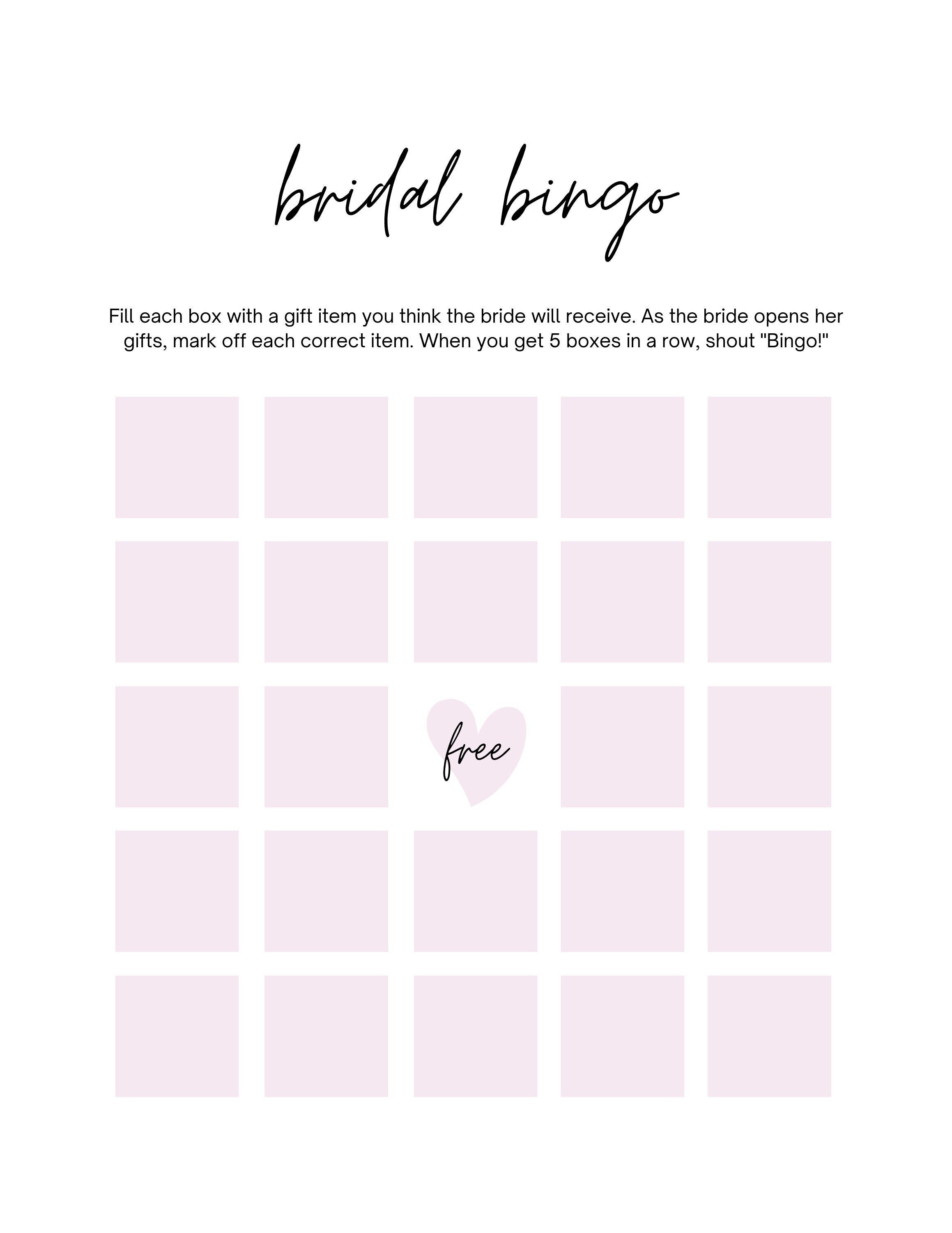Bridal Shower Gift Bingo Cursive Blush Theme - Etsy