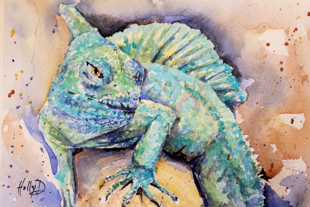 Lizard Painting Original Watercolour Picture Endangered Wildlife ...