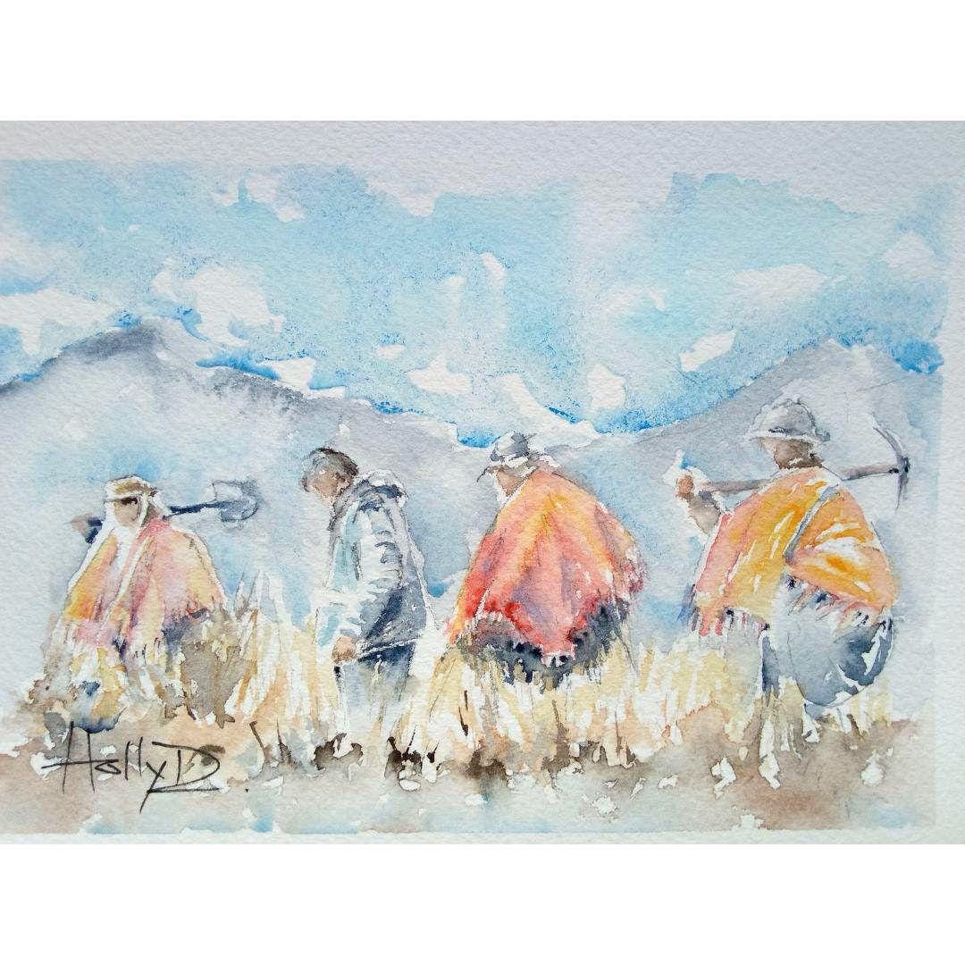 Peru Painting - Original Watercolour Picture - Cusco Peru People ...