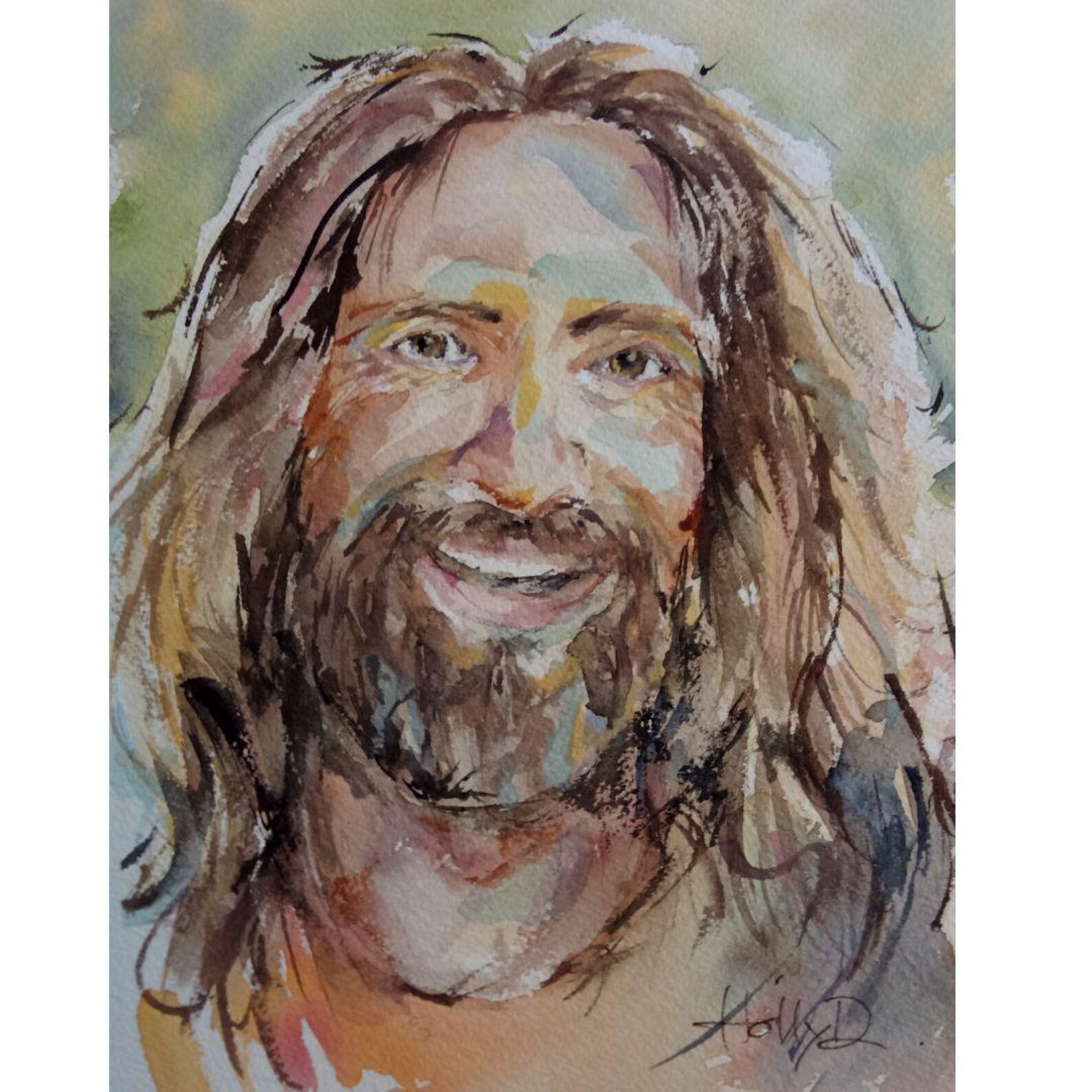 Jesus Smiles Watercolour Painting #2 - Original Watercolour Picture ...