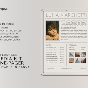 Influencer Media Kit One-pager Press Media Kit Template - Etsy