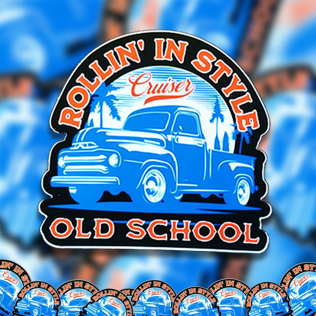 Rollin' in Style Old School Cruiser Sticker - Etsy