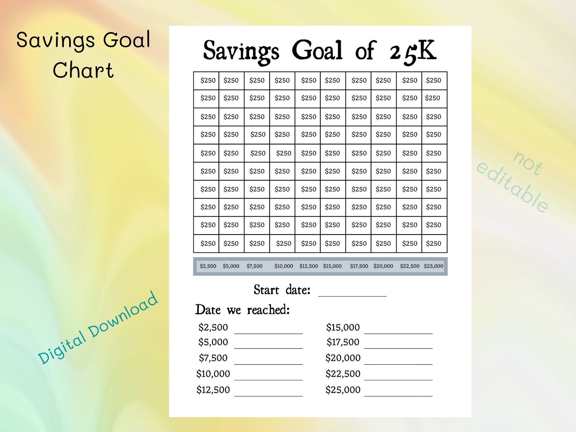 Pack of 3 Downloadable Savings Charts - Etsy