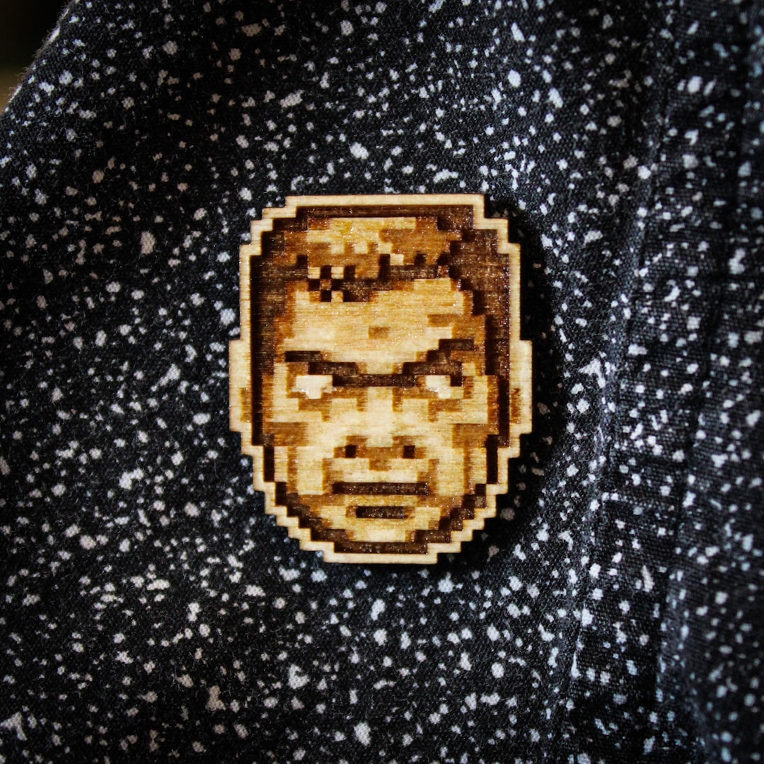 Pixel Doom Guy Wood Pin | Doom Guy Wood Badge | Doom Slayer Pin | Retro ...