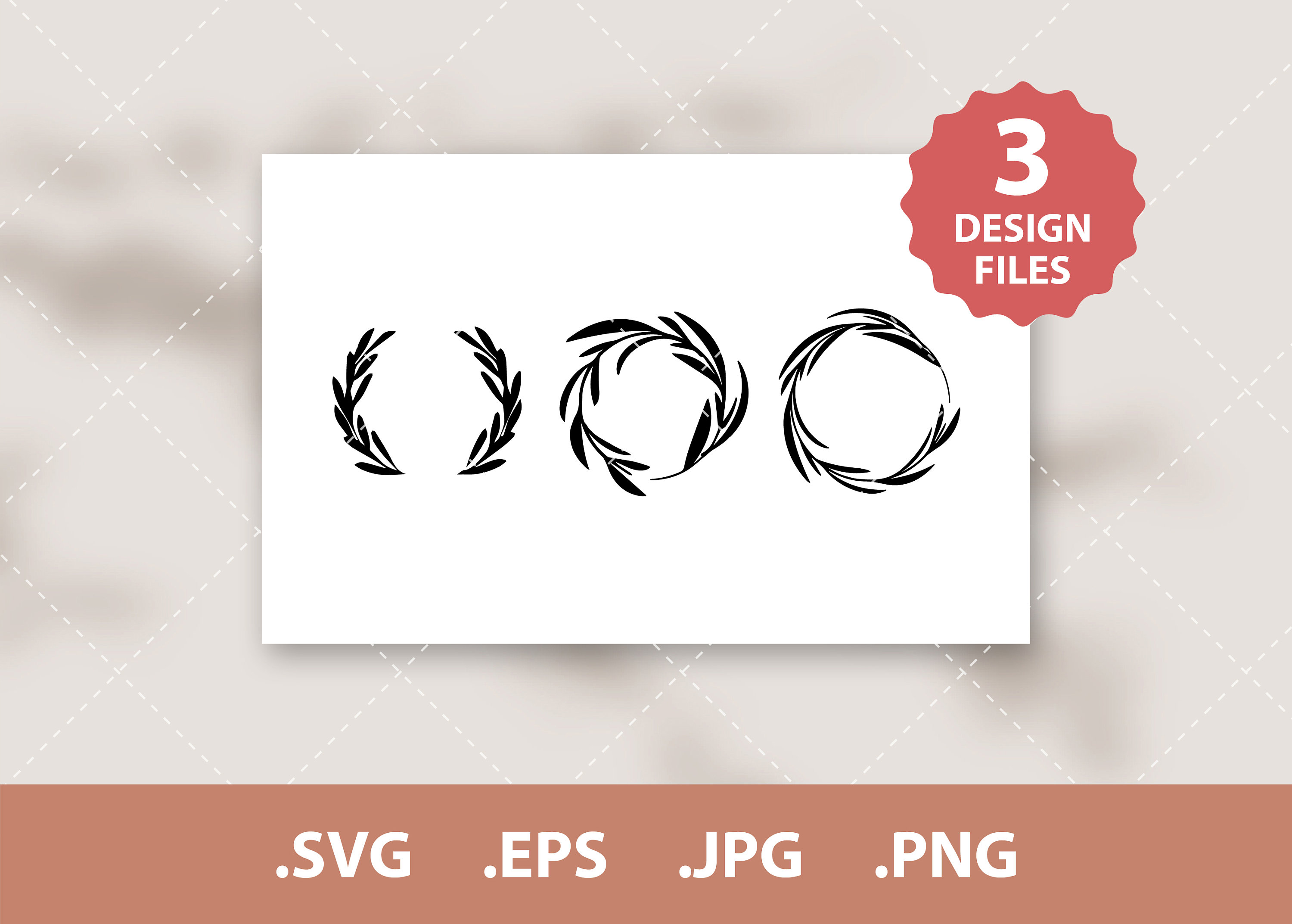 Laurel Vine Wreath SVG & PNG Clipart, Bridal Monogram Leaves File ...
