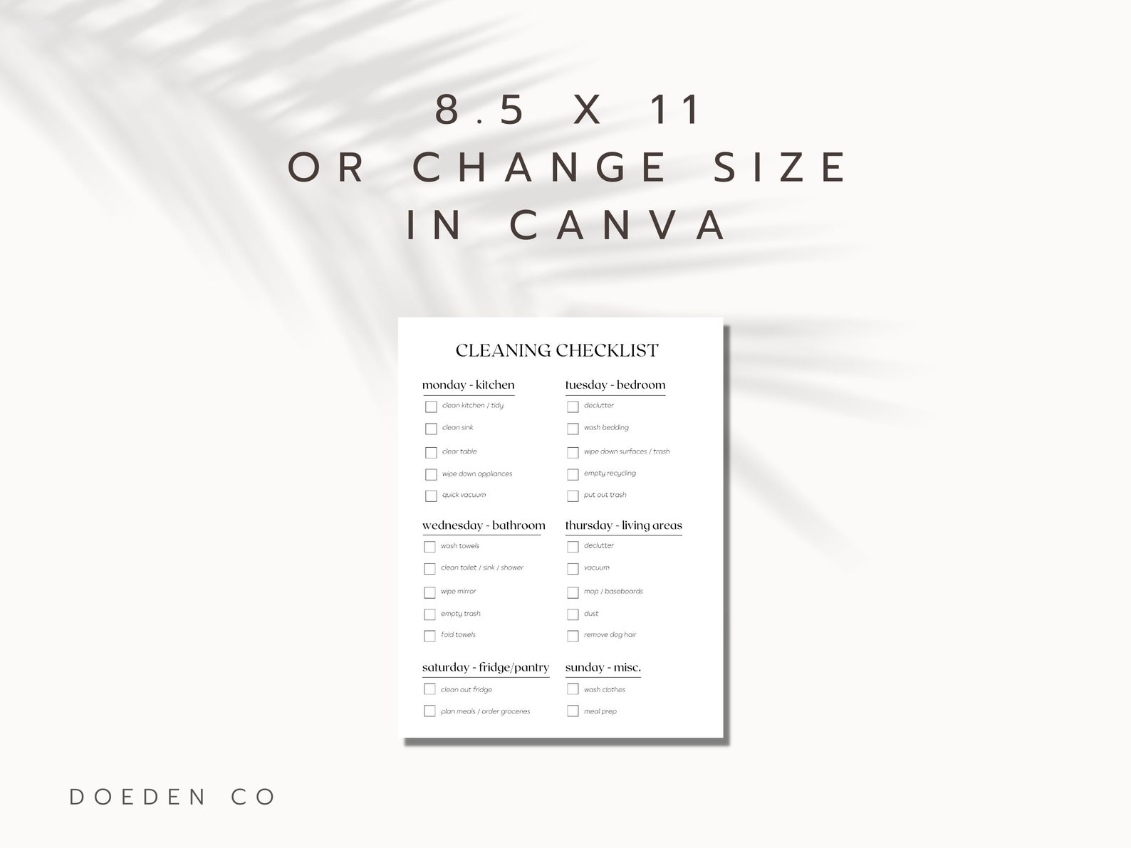Cleaning List, Cleaning Checklist, Minimalist List, List Digital ...