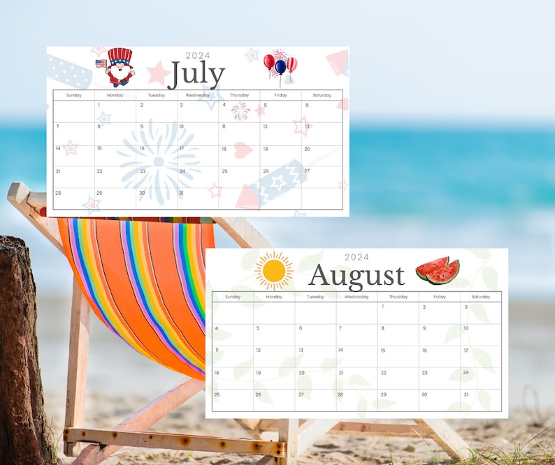 Downloadable & Printable 2024 Calendar - Monthly Themes - Canva ...