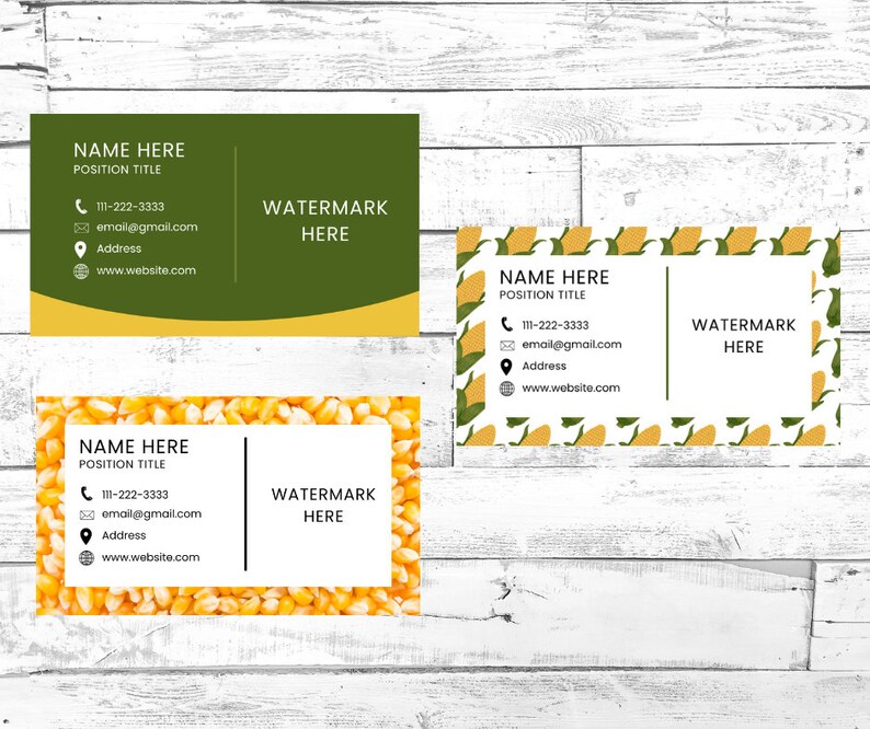 Business Card Template Editable Corn Themed Business Cards Canva ...