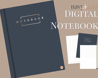 Dark Blue Goodnotes Digital Planner Blank Notebook + Bonus Metallic ...