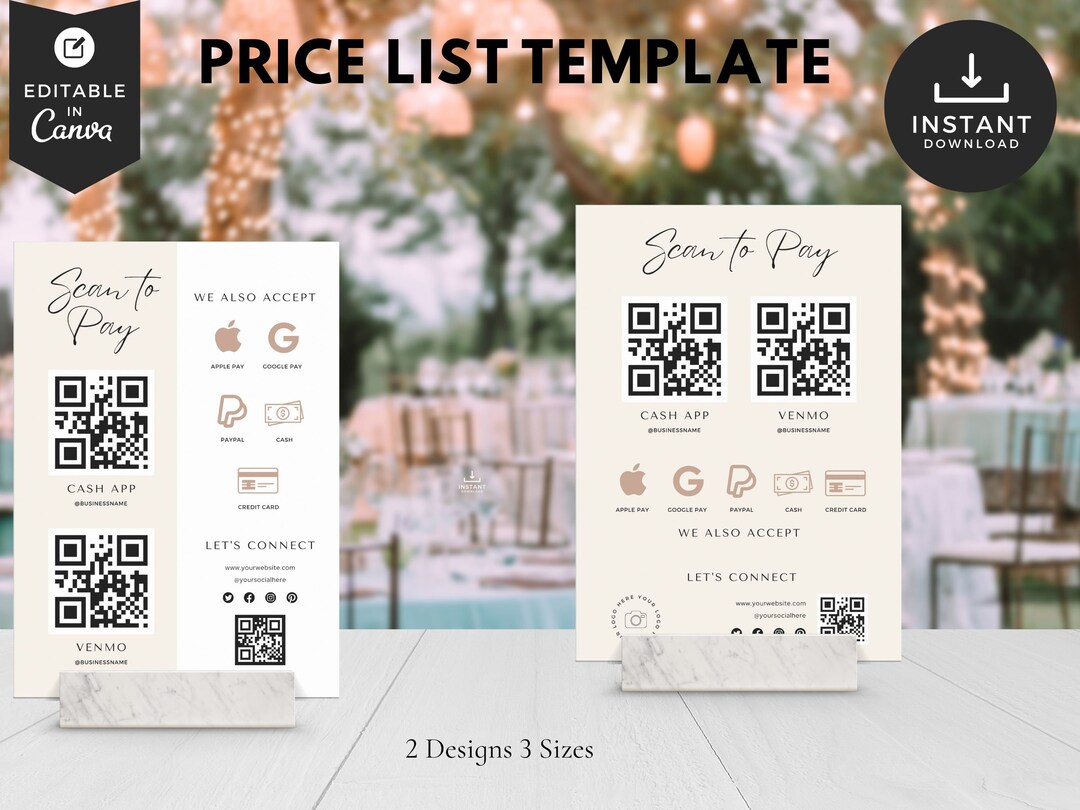 Price List Template, Editable Price List Template Canva, Beauty Salon ...