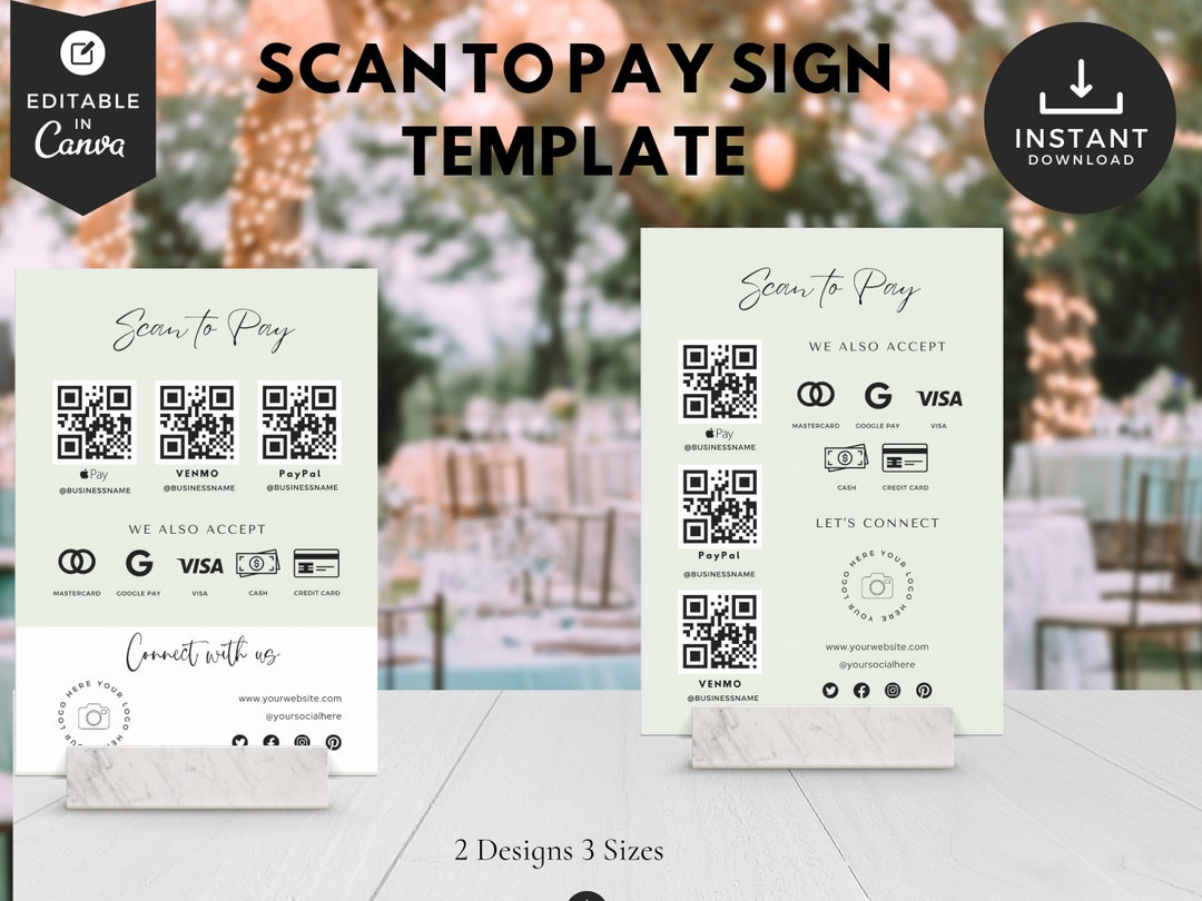 Editable Scan to Pay Card Scan to Pay Template Scan to Pay Sign File QR ...