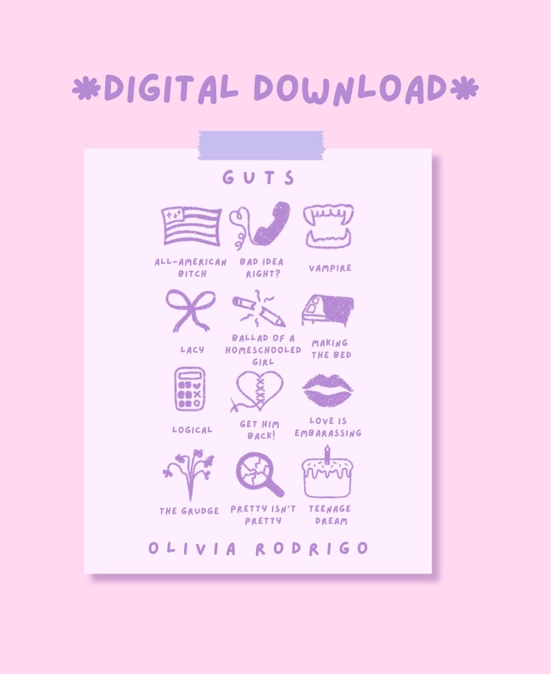 Olivia Rodrigo Guts Poster *DIGITAL DOWNLOAD* - Etsy