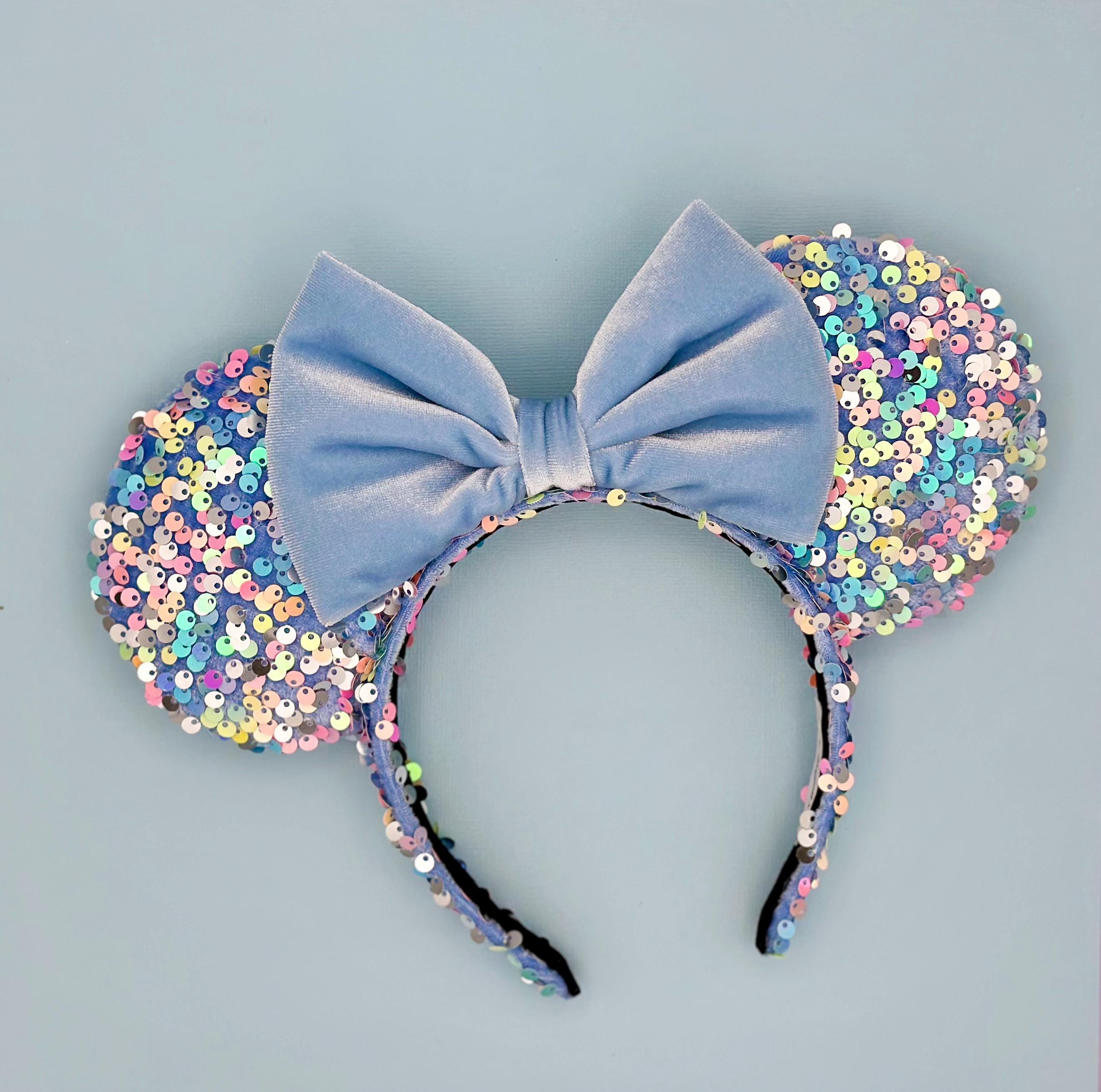 MADE TO ORDER Blue Carousel Velvet Sequin Ears | Headband Mouse Ears ...